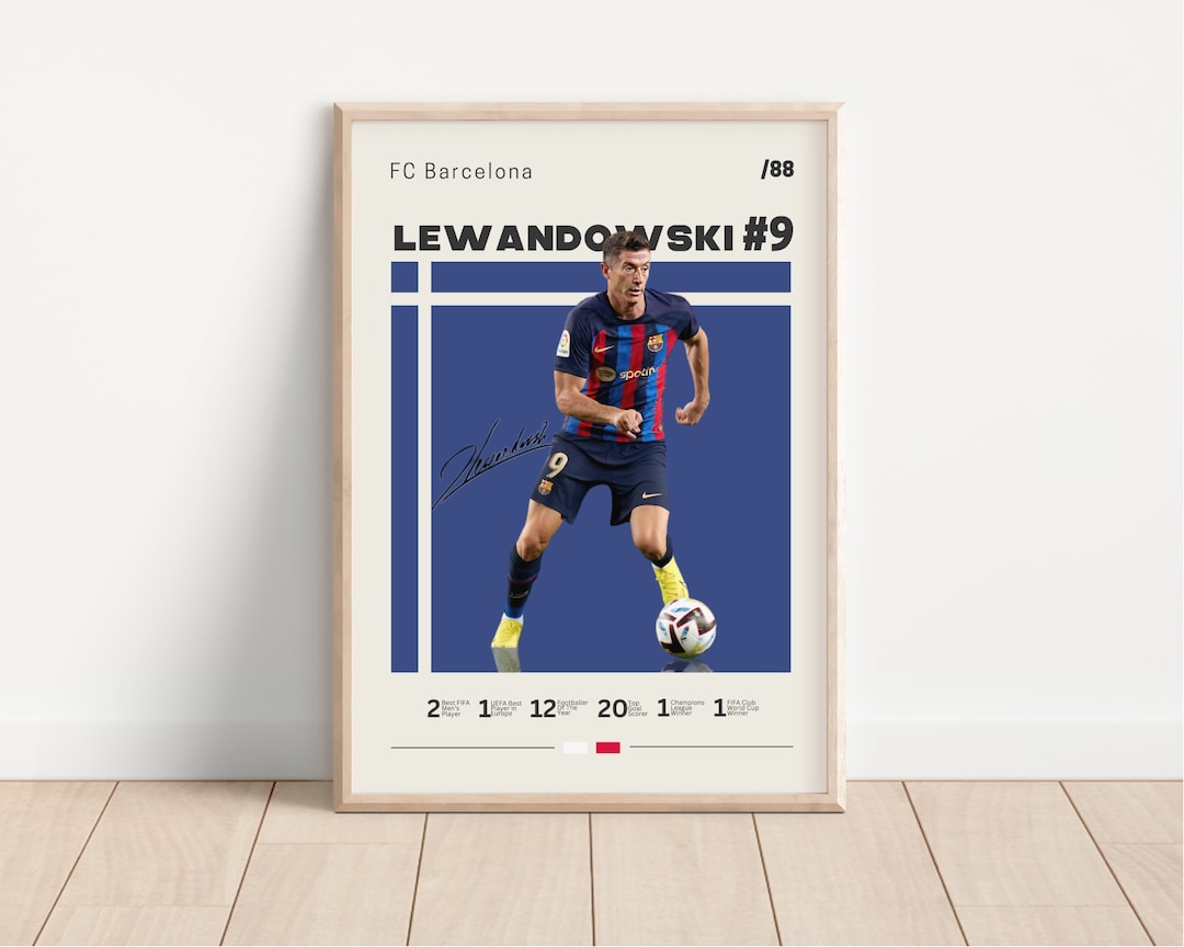 Robert Lewandowski Poster, FC Barcelona, Football Print, Football ...