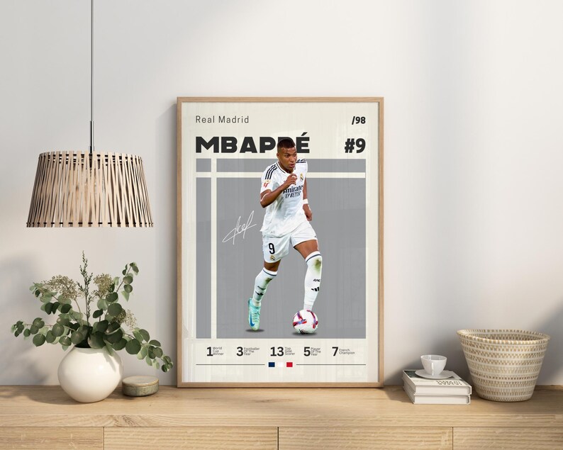 Kylian Mbappe Poster, Real Madrid Print, Mbappe Fan Gift, Soccer Gifts ...