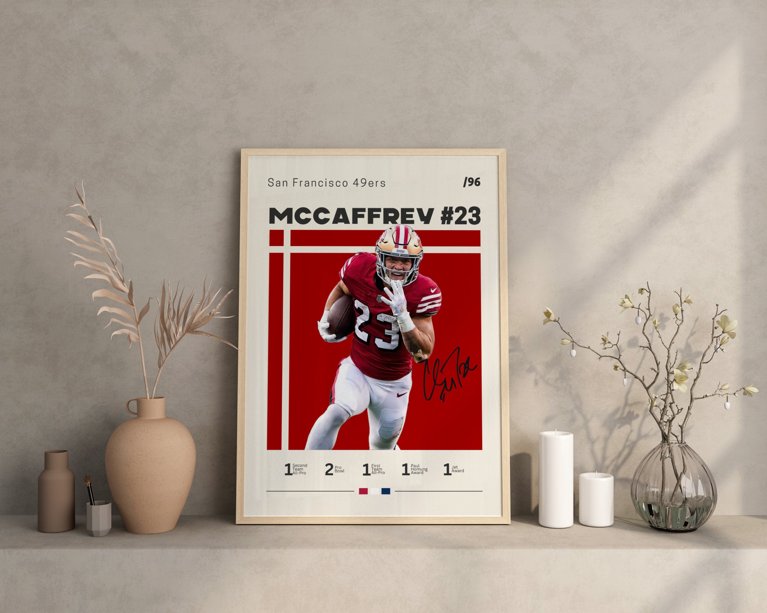 Christian Mccaffrey Poster, San Francisco 49ers, NFL Fan Gifts, NFL ...