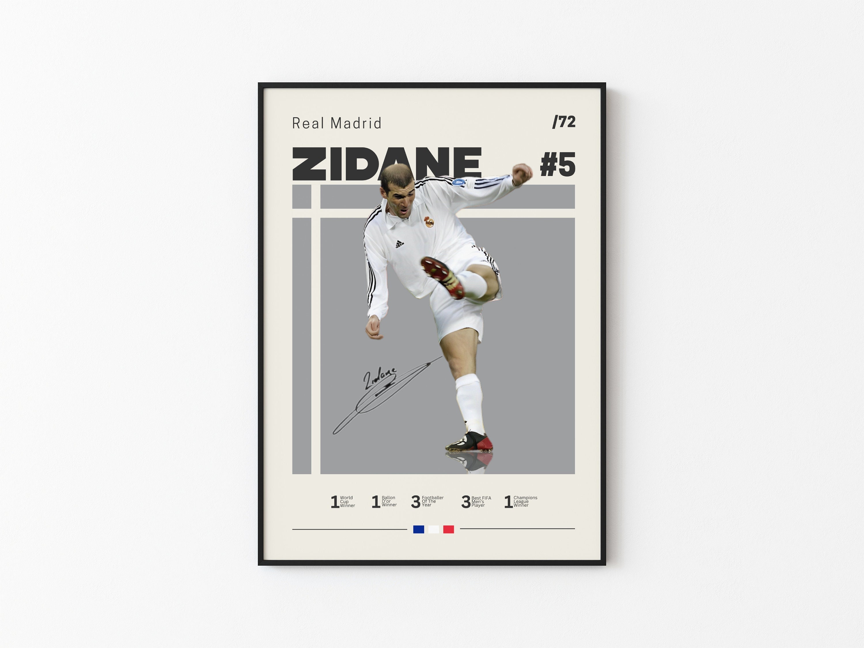 Zinedine Zidane Poster, Real Madrid, Football Print, Football Poster ...