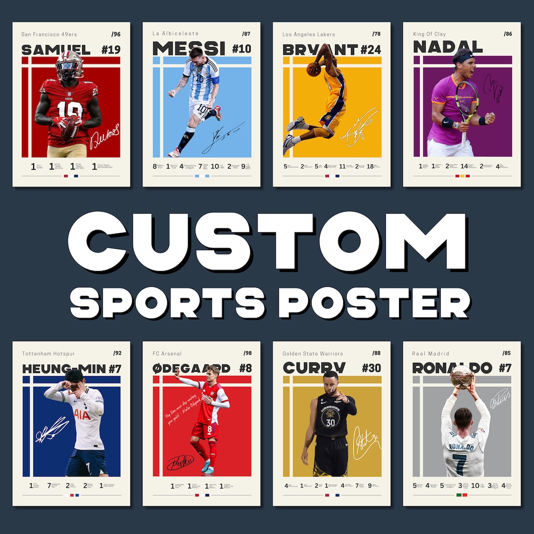 Custom Sports Poster, Sports Fan Poster, Soccer Poster, Basketball ...