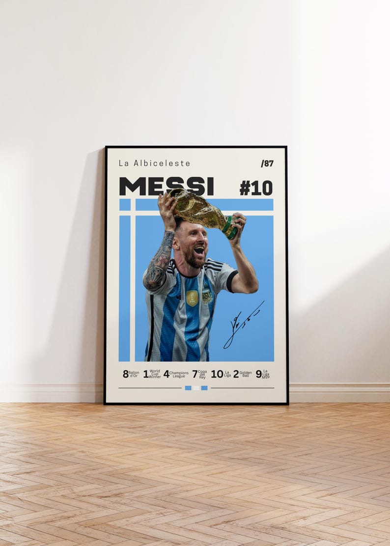 Lionel Messi Poster, Argentina Football Print, Messi Fan Gift, Soccer ...