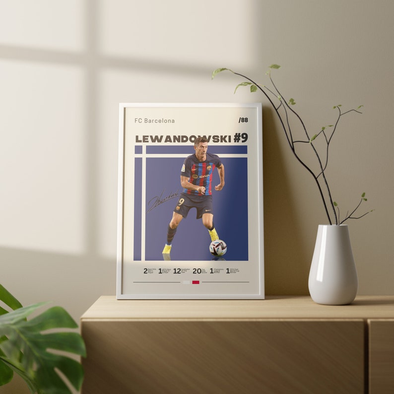 Robert Lewandowski Poster, FC Barcelona, Football Print, Football ...
