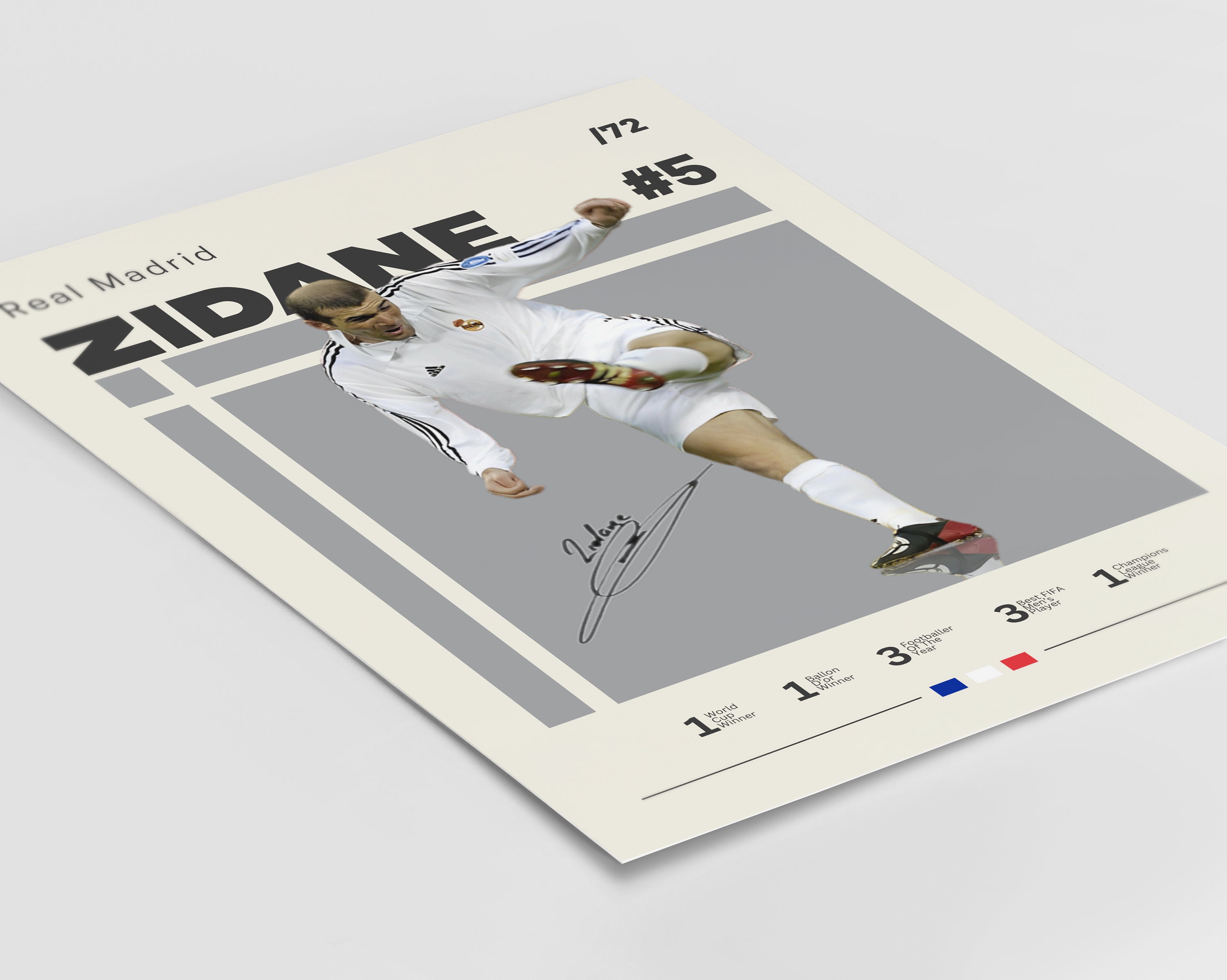 Zinedine Zidane Poster, Real Madrid, Football Print, Football Poster ...