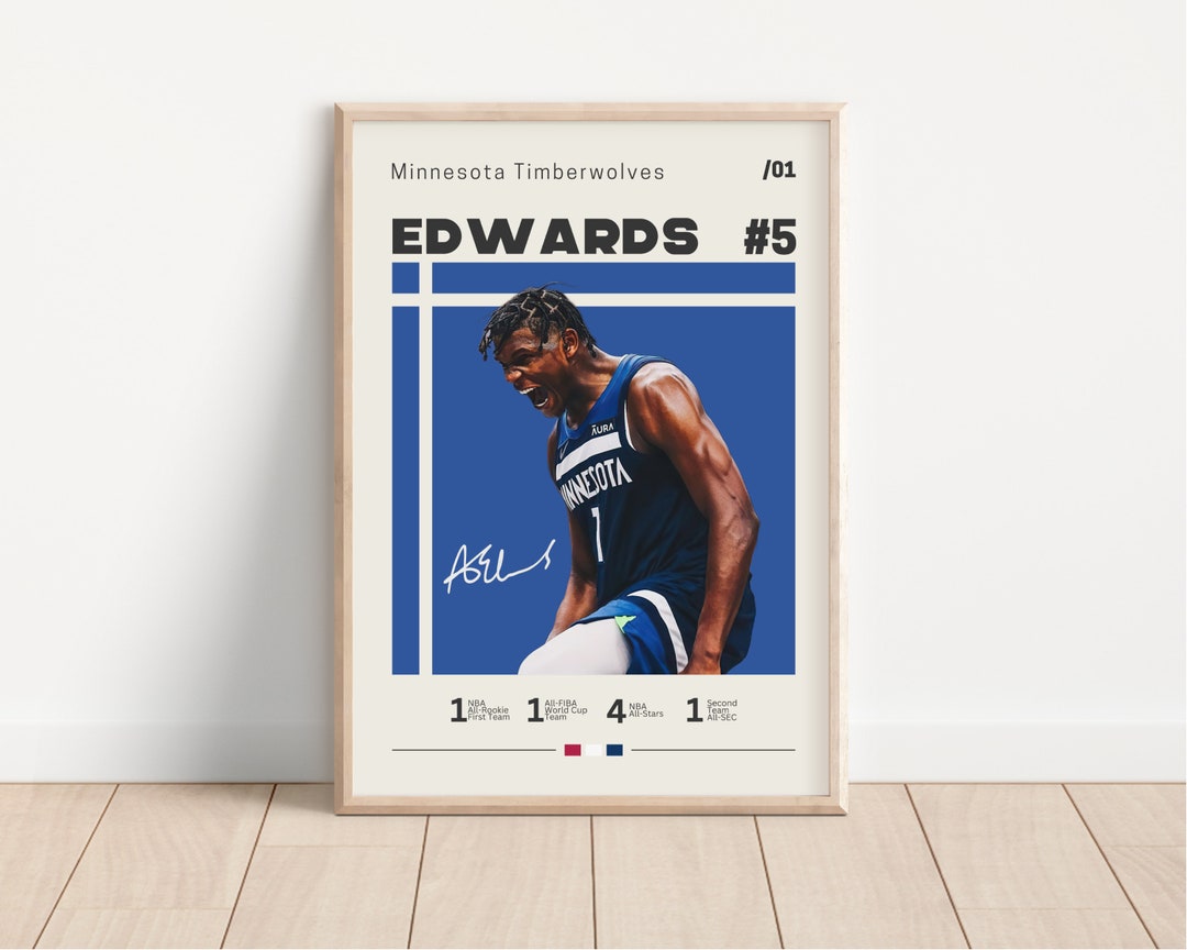 Anthony Edwards Poster, Minnesota Timberwolve, NBA Fans, NBA Poster ...