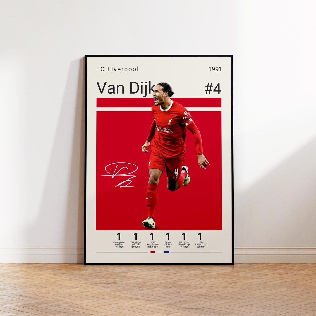 Virgil Van Dijk Poster, Liverpool Print, Van Dijk Fan Gift, Soccer ...