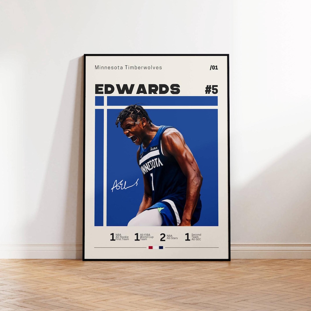 Anthony Edwards Poster, Timberwolves Print, Edwards Fan Gift ...
