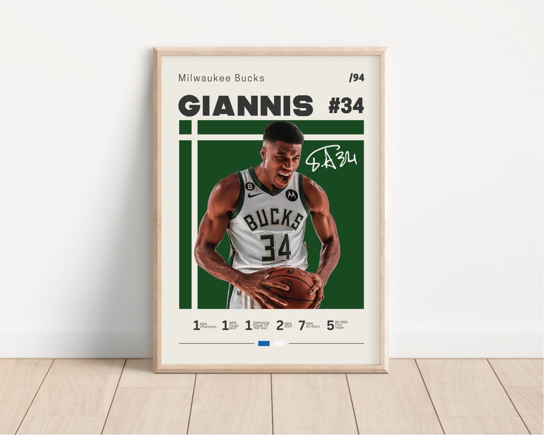 Giannis Antetokounmpo Poster, Milwaukee Bucks, NBA Fans, NBA Poster ...
