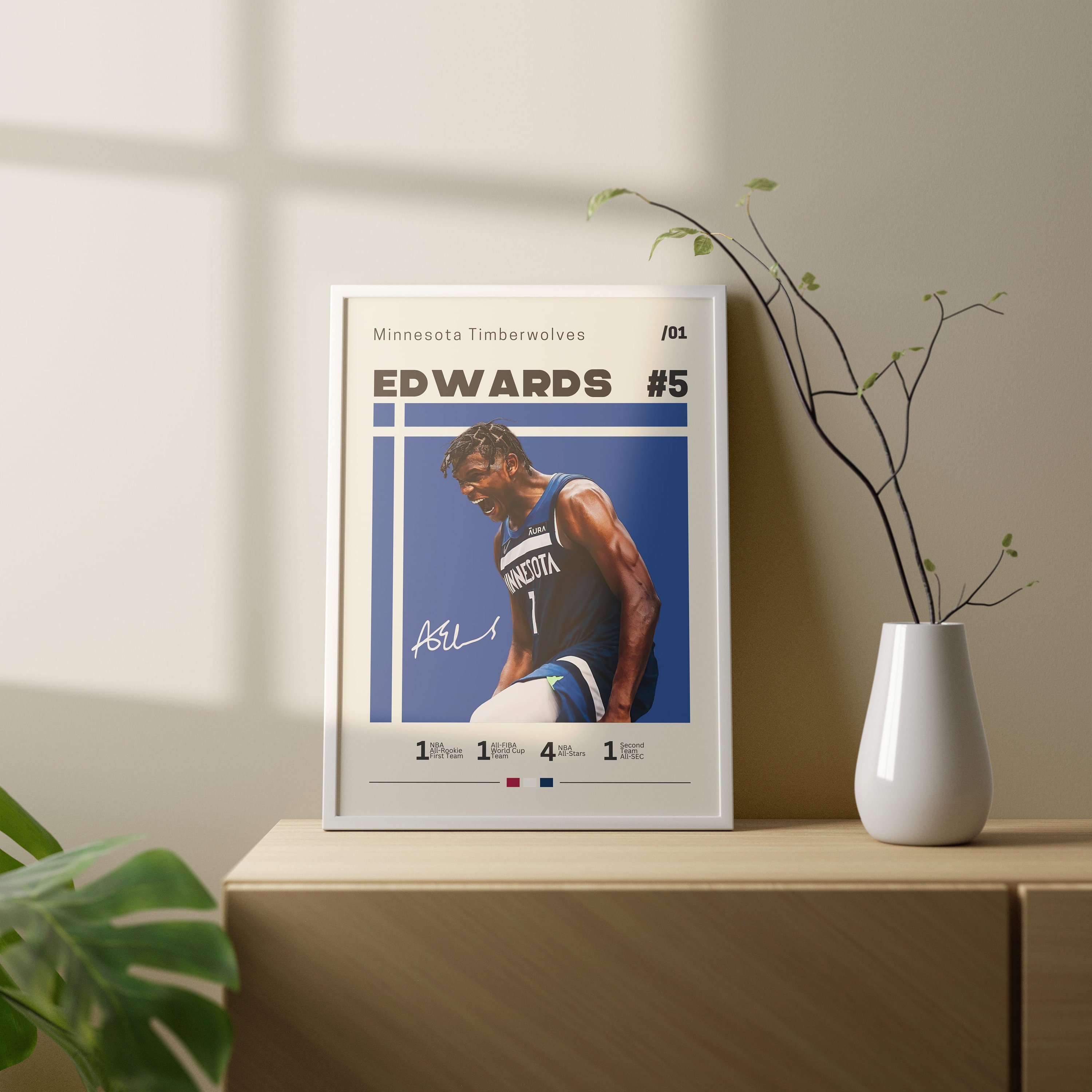 Anthony Edwards Poster, Minnesota Timberwolve, NBA Fans, NBA Poster ...
