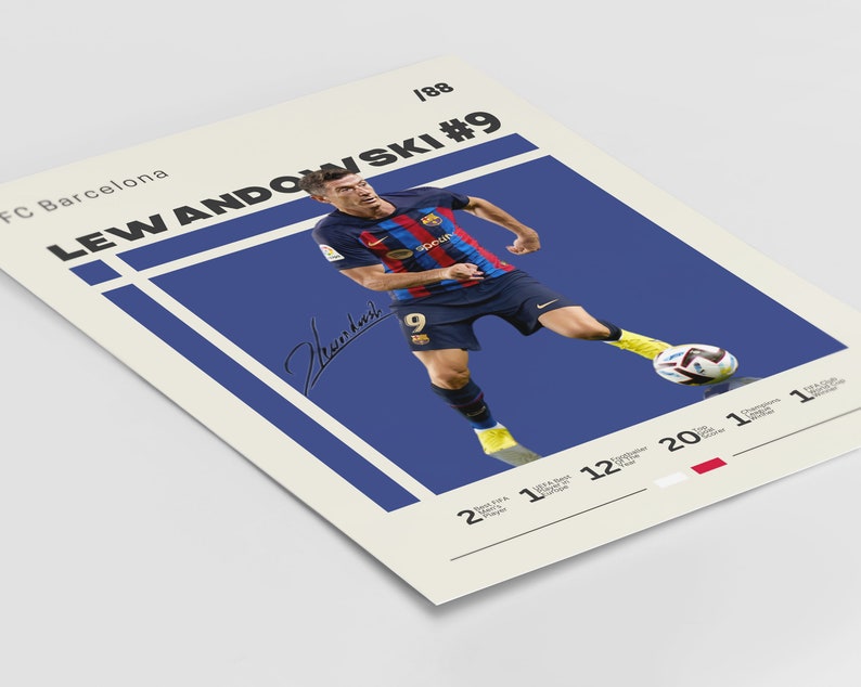 Robert Lewandowski Poster, FC Barcelona, Football Print, Football ...