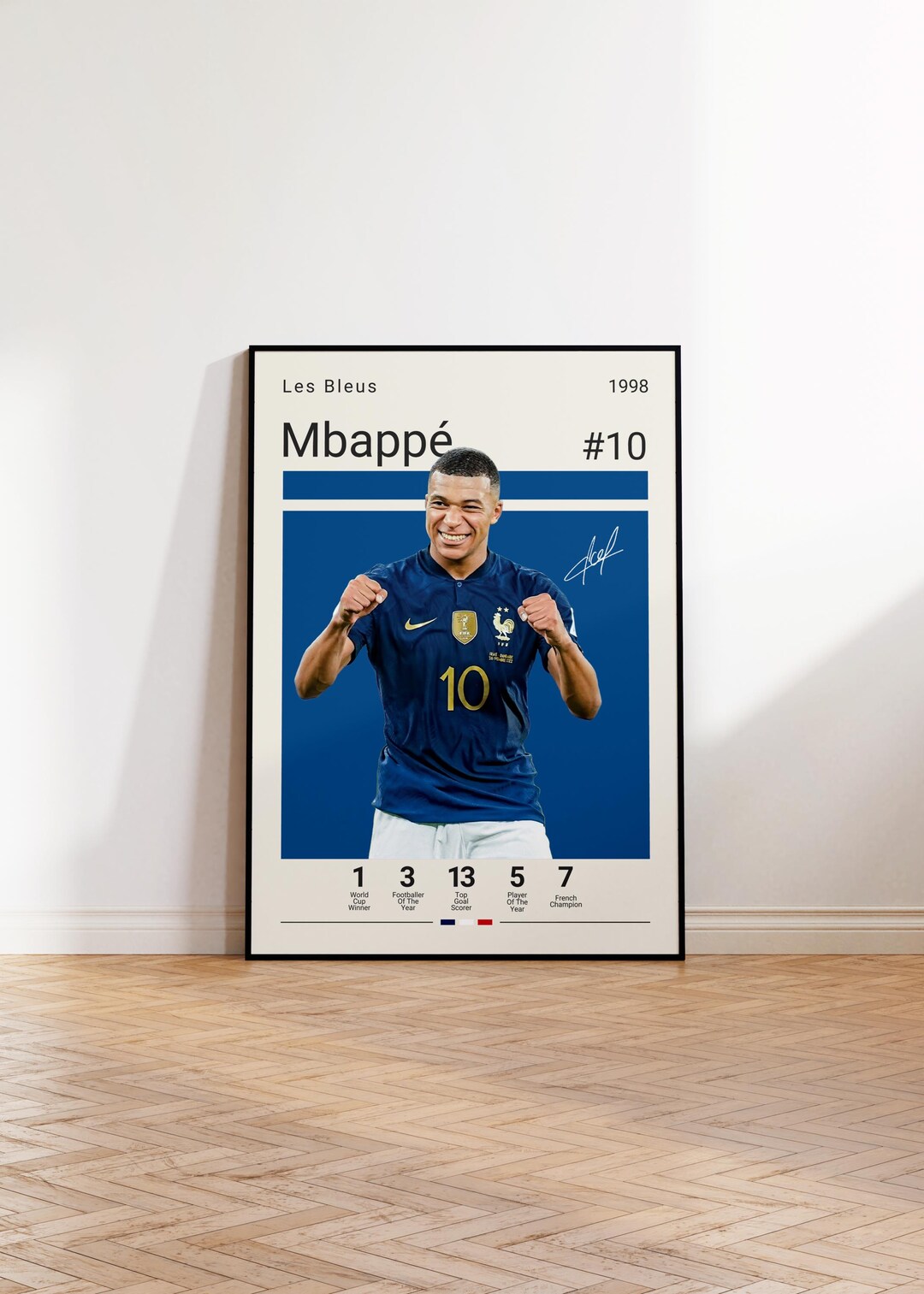 Kylian Mbappe Poster, French Football Print, Mbappe Fan Gift, Soccer ...