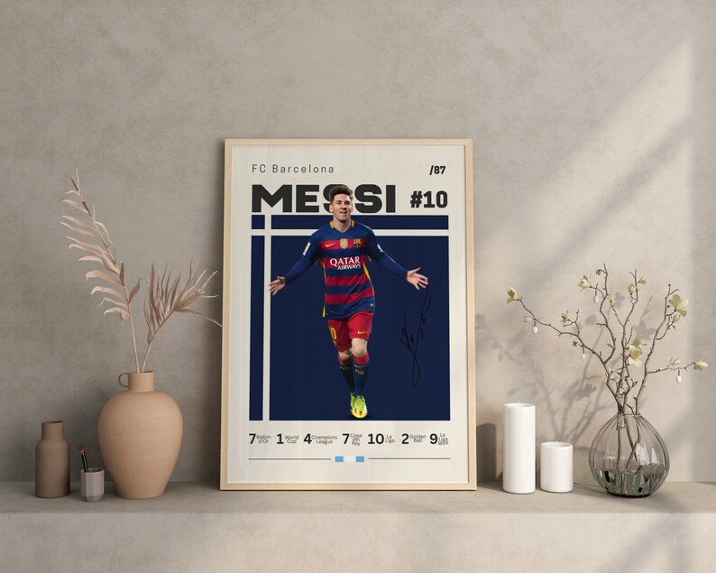 Lionel Messi Poster, FC Barcelona Print, Messi Fan Gift, Soccer Gifts ...