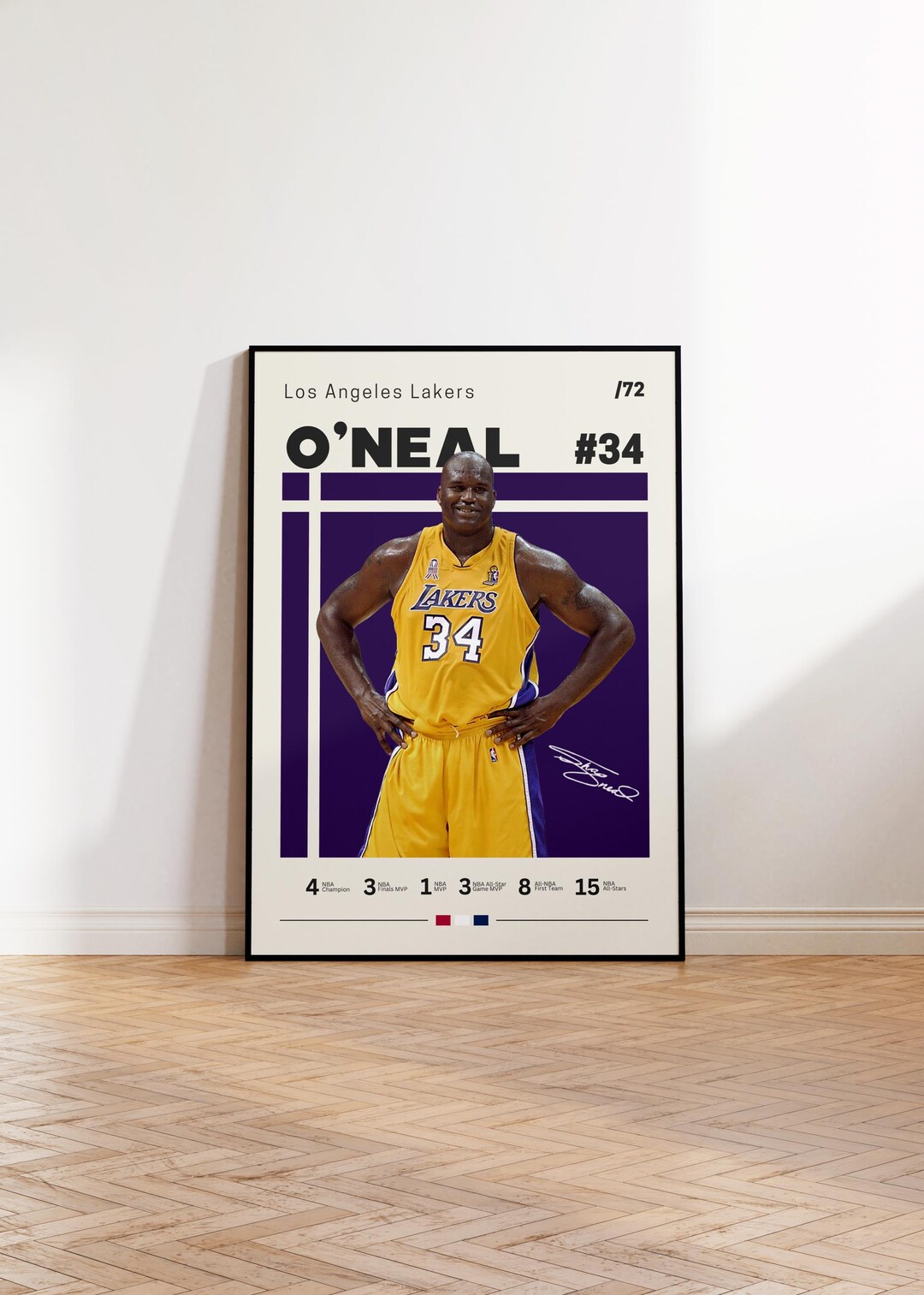 Shaquille Oneal Poster, LA Lakers Print, Shaq Fan Gift, Basketball ...