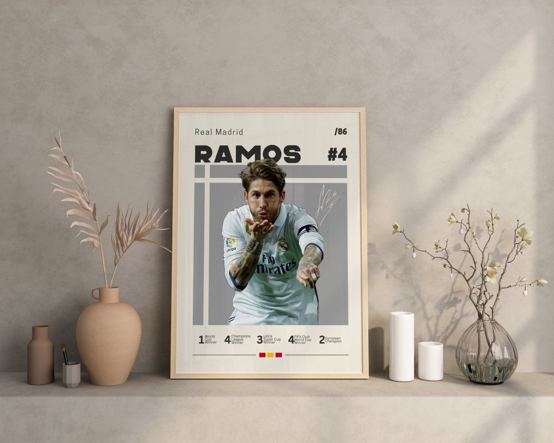 Sergio Ramos Poster, Real Madrid, Football Print, Football Poster ...