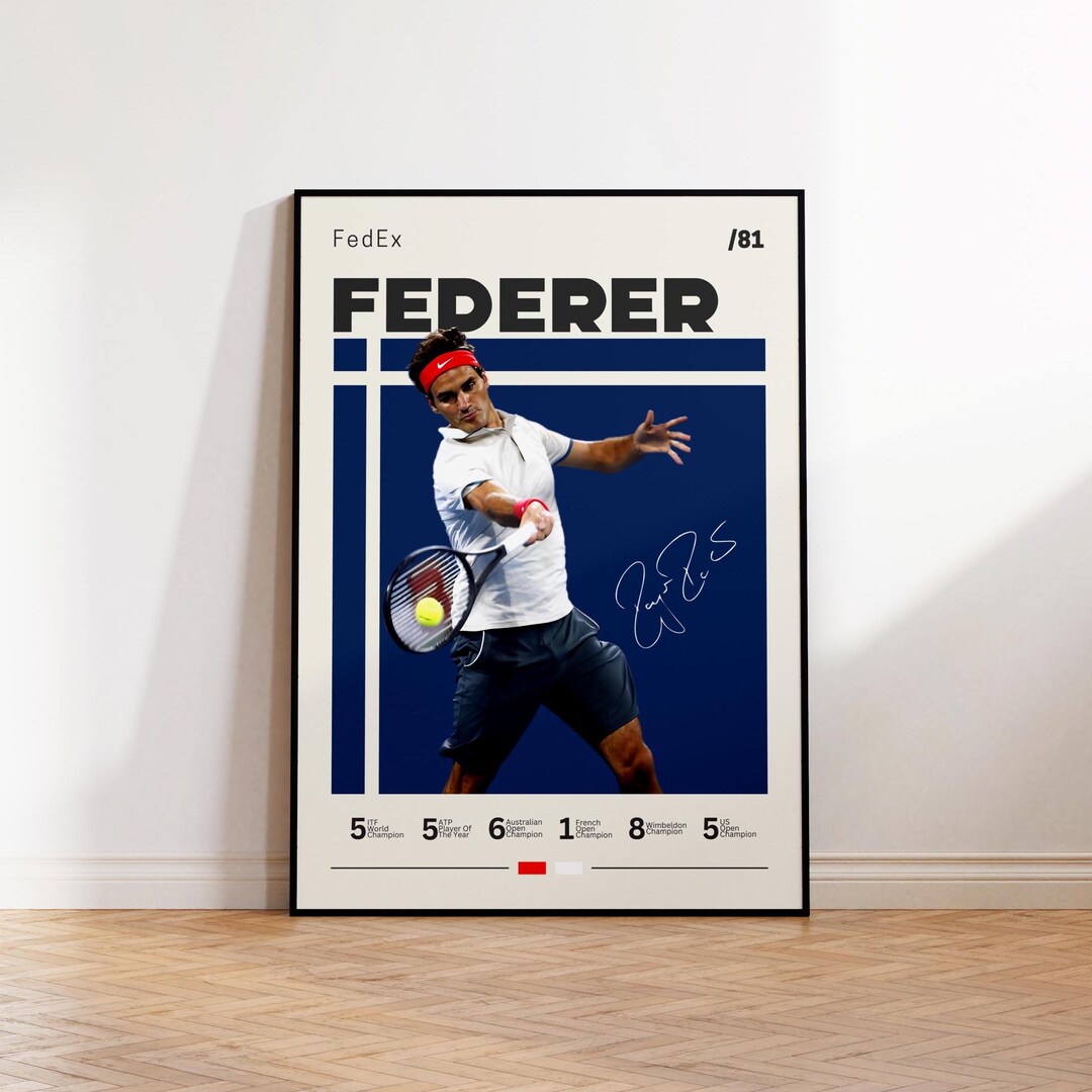 Roger Federer Poster, Tennis Fan Gift, Tennis Poster, Modern Sports Art ...