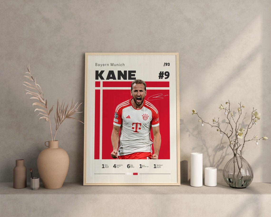 Harry Kane Poster, Bayern Munich, Football Print, Football Poster ...