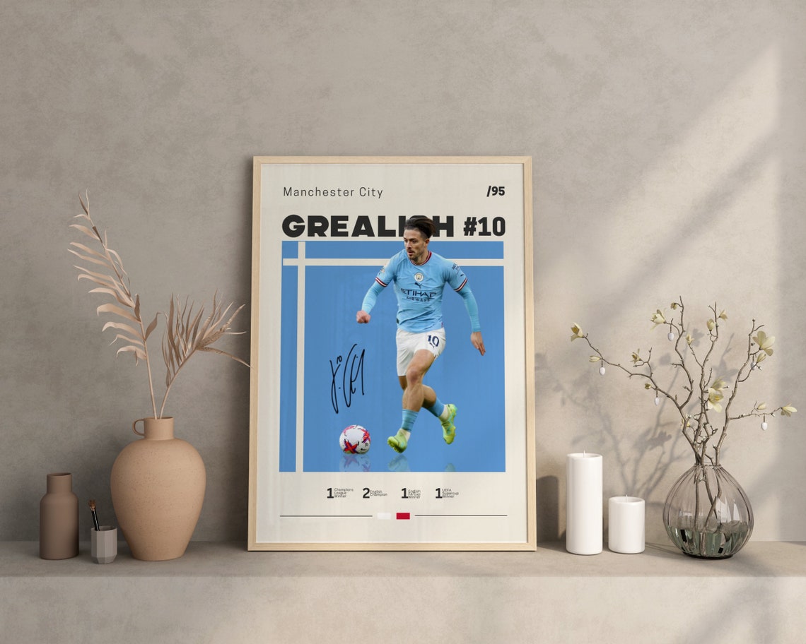 Jack Grealish Poster, Manchester City Football Print, Football Poster ...