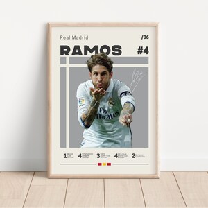 Sergio Ramos Poster, Real Madrid, Football Print, Football Poster ...