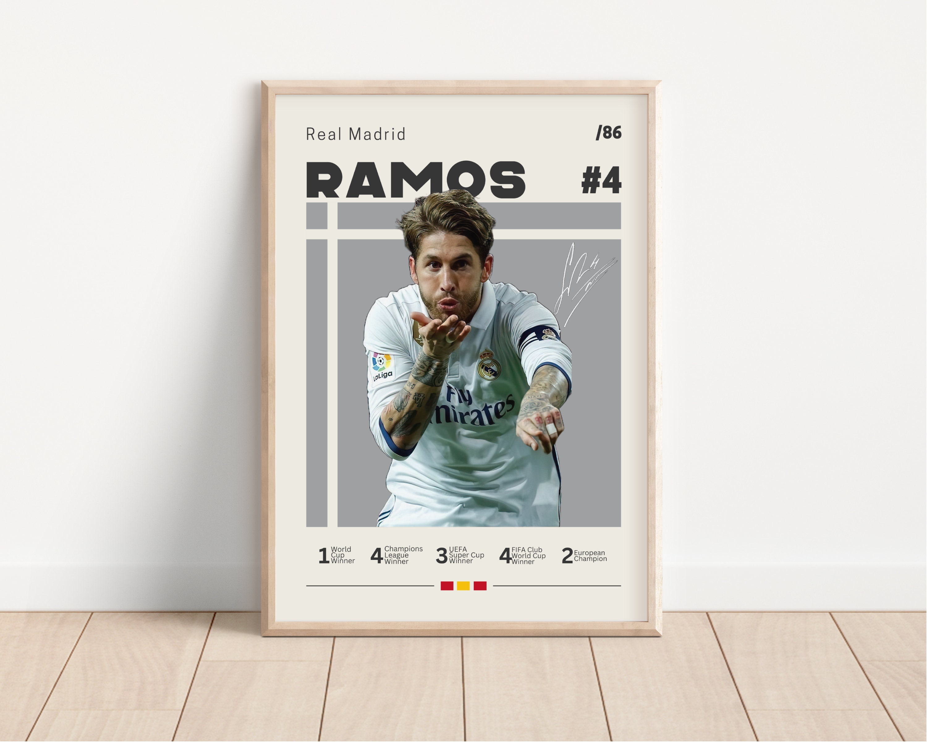 Sergio Ramos Poster, Real Madrid, Football Print, Football Poster ...