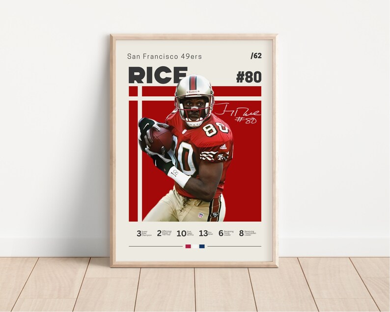 Jerry Rice Poster, San Francisco 49ers, NFL Fan Gifts, NFL Poster ...