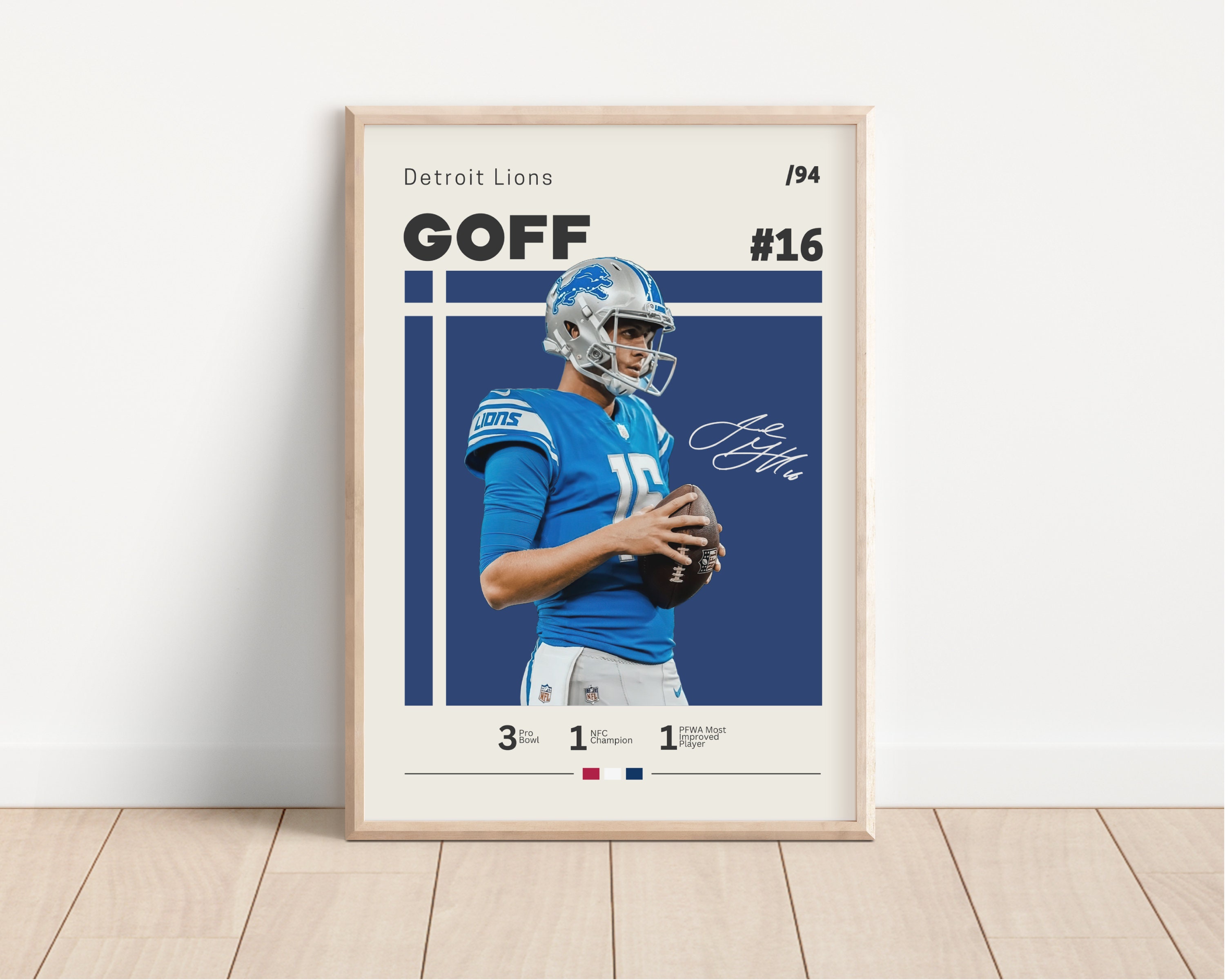 Jared Goff Poster, Detroit Lions, NFL Fans, NFL Poster, Football Poster ...