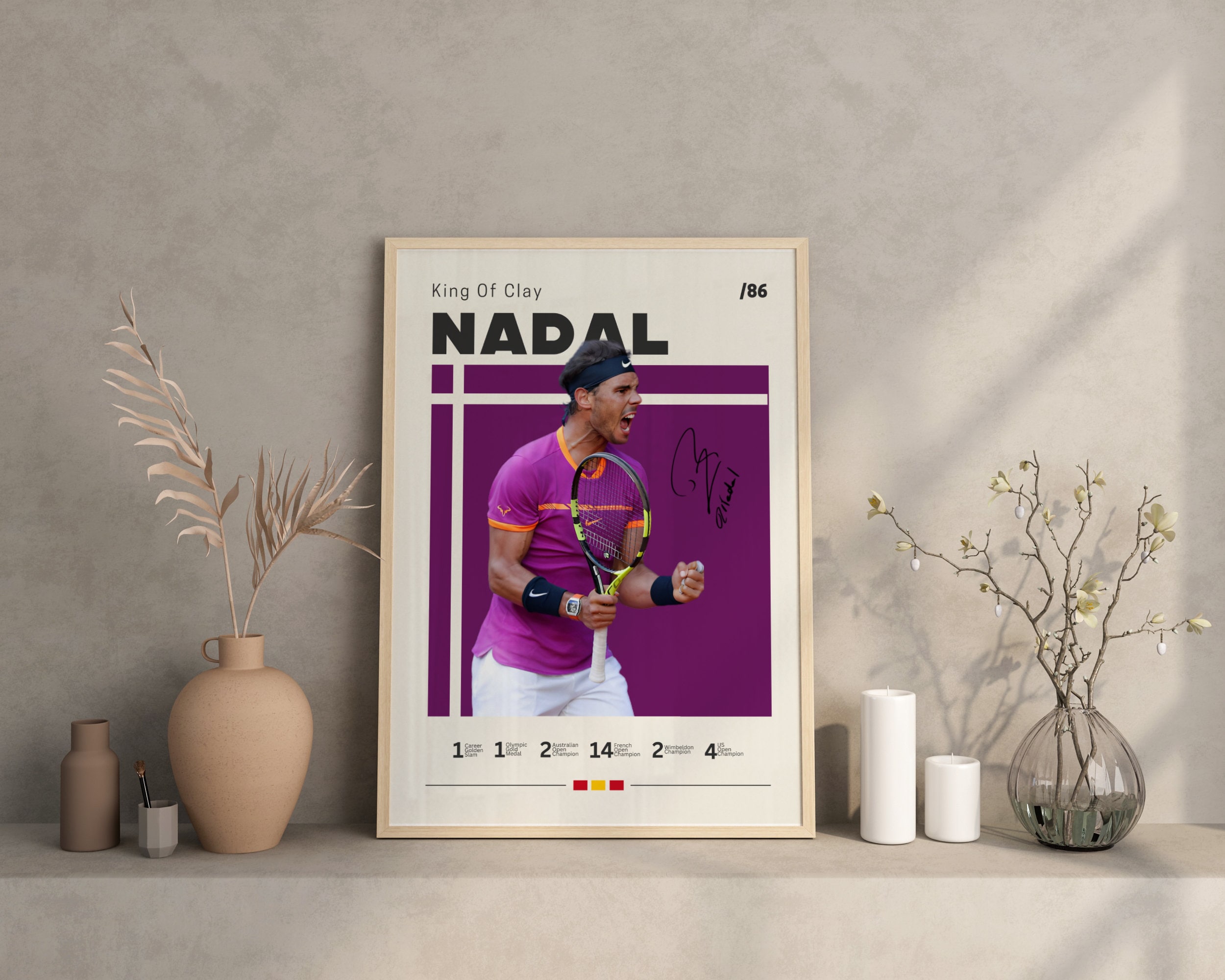Rafael Nadal Poster, Tennis Print, Tennis Poster, Minimalist Poster ...