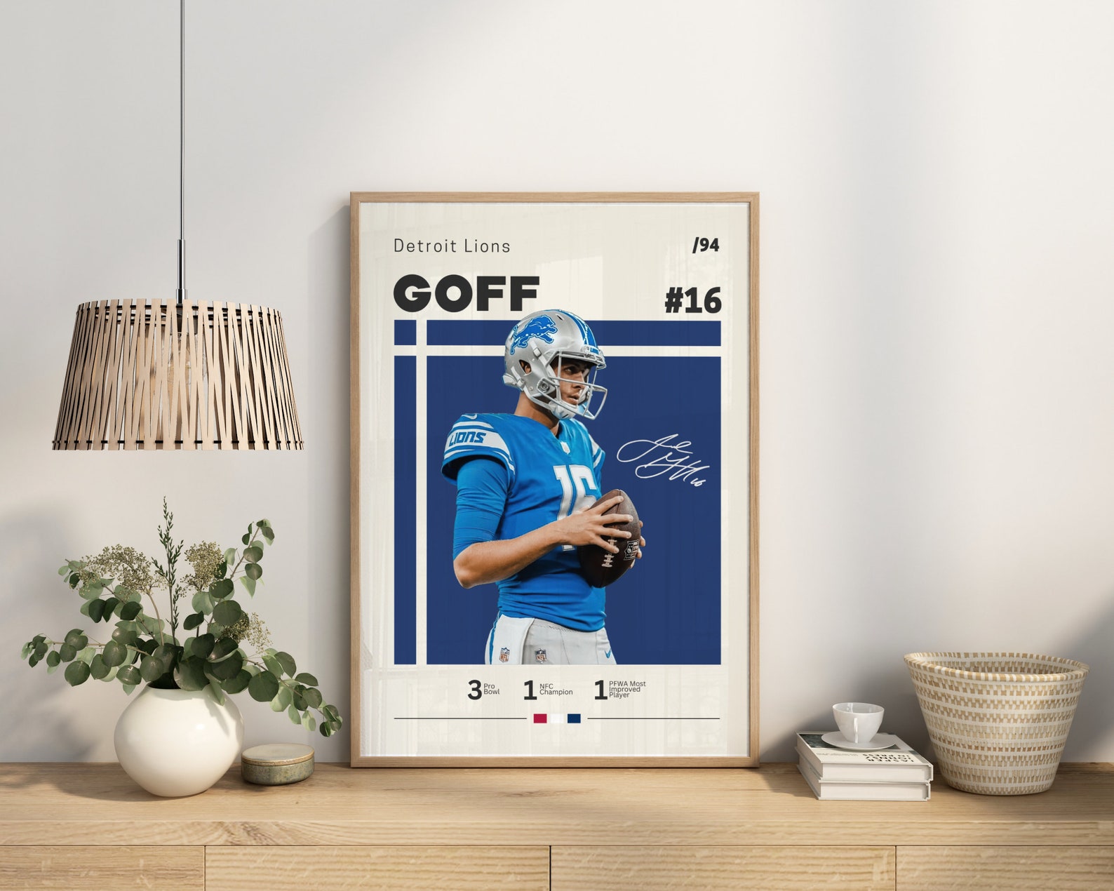 Jared Goff Poster, Detroit Lions, NFL Fans, NFL Poster, Football Poster ...