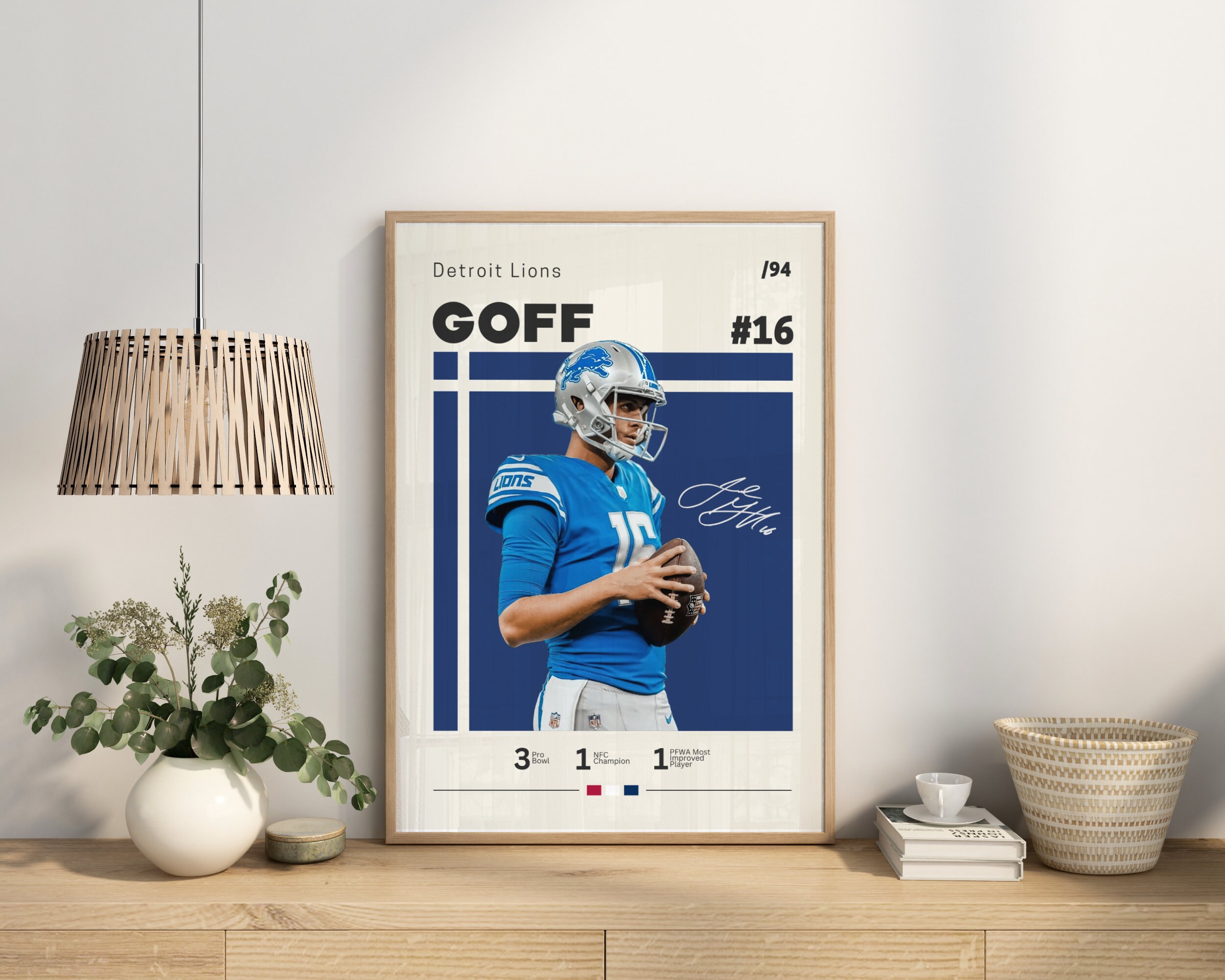 Jared Goff Poster, Detroit Lions, NFL Fans, NFL Poster, Football Poster ...