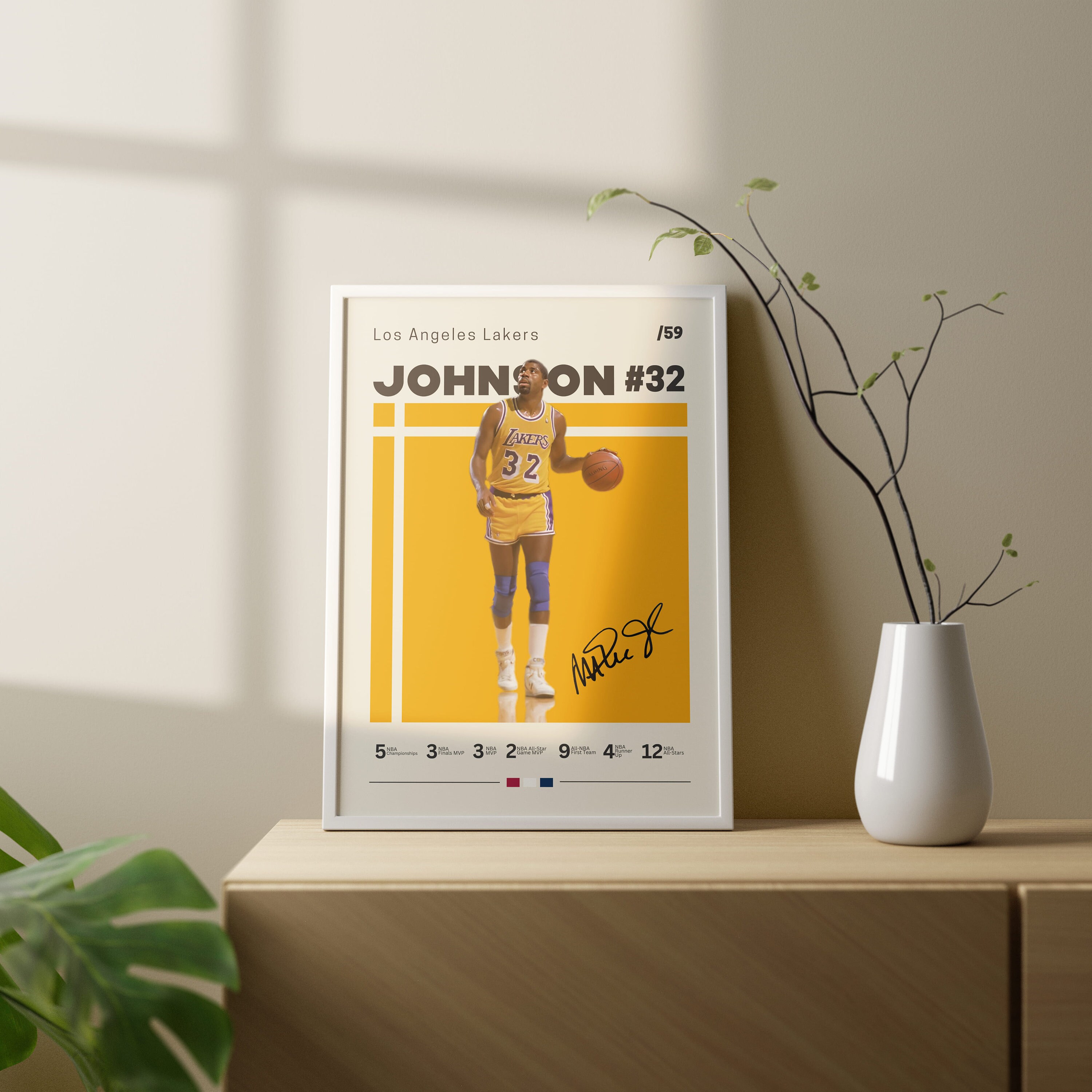 Magic Johnson Poster, LA Lakers, NBA Fans, NBA Poster, Basketball ...