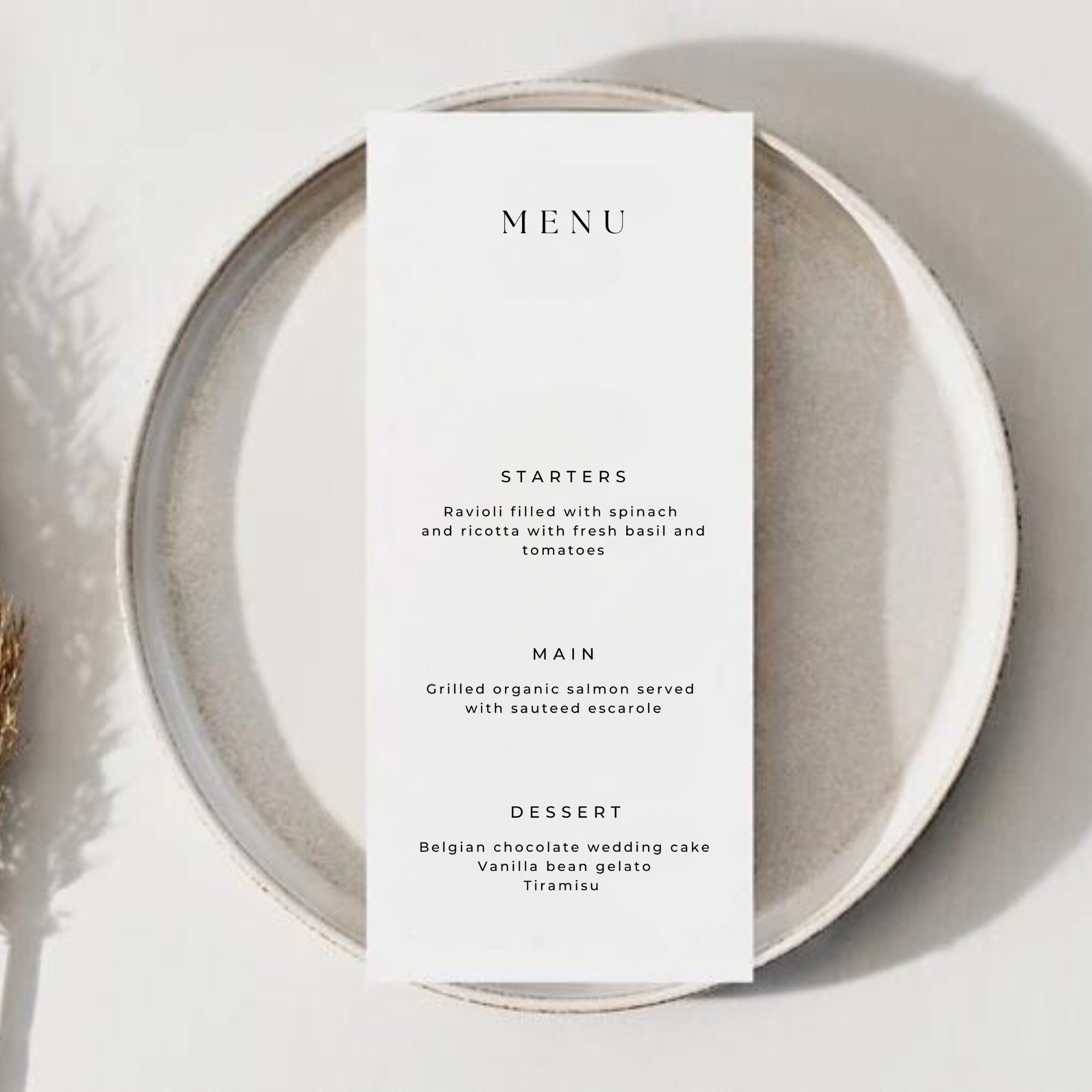 Simple Modern Wedding Menu DIY Menu Card Simple Menu - Etsy