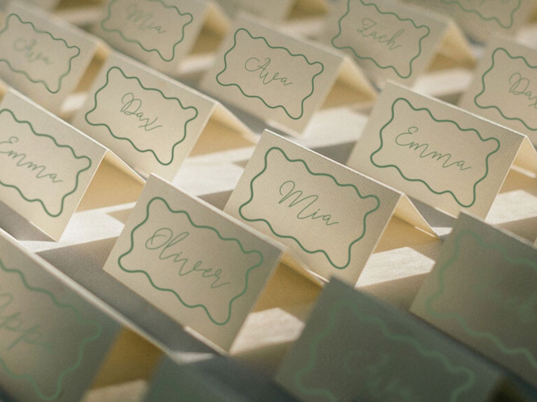 Wavy Name Cards | Wavy Border Place Cards | Place Cards Name Only ...