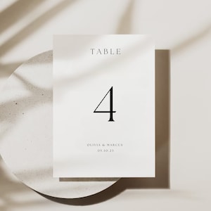 Minimalistic Wedding Table Number Sign | Simple Table Number Card ...