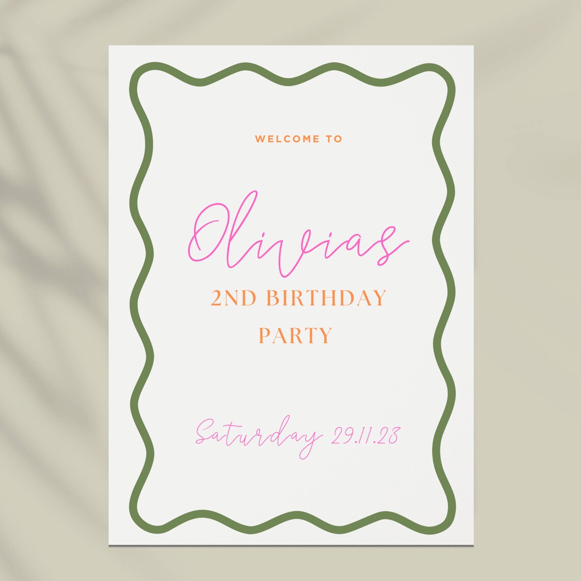 Printable Welcome Sign Template, Wavy Border Welcome Sign, Baby Shower ...