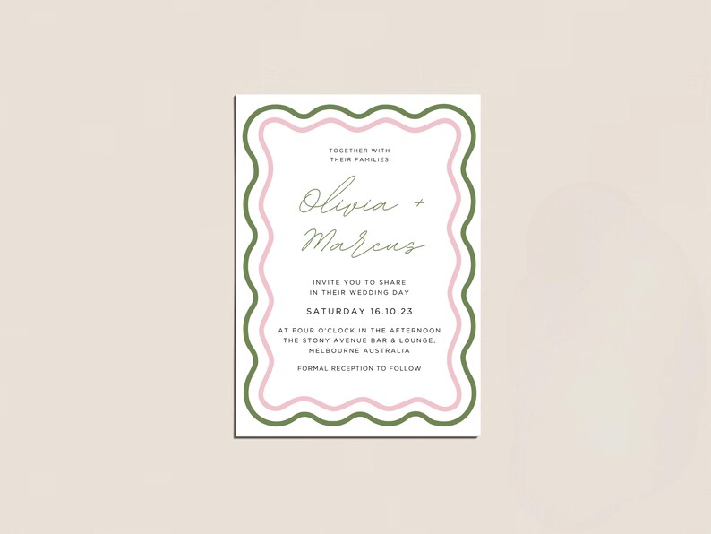Wavy Border Invites | Squiggle Engagement Invite | Eucalyptus Wedding ...