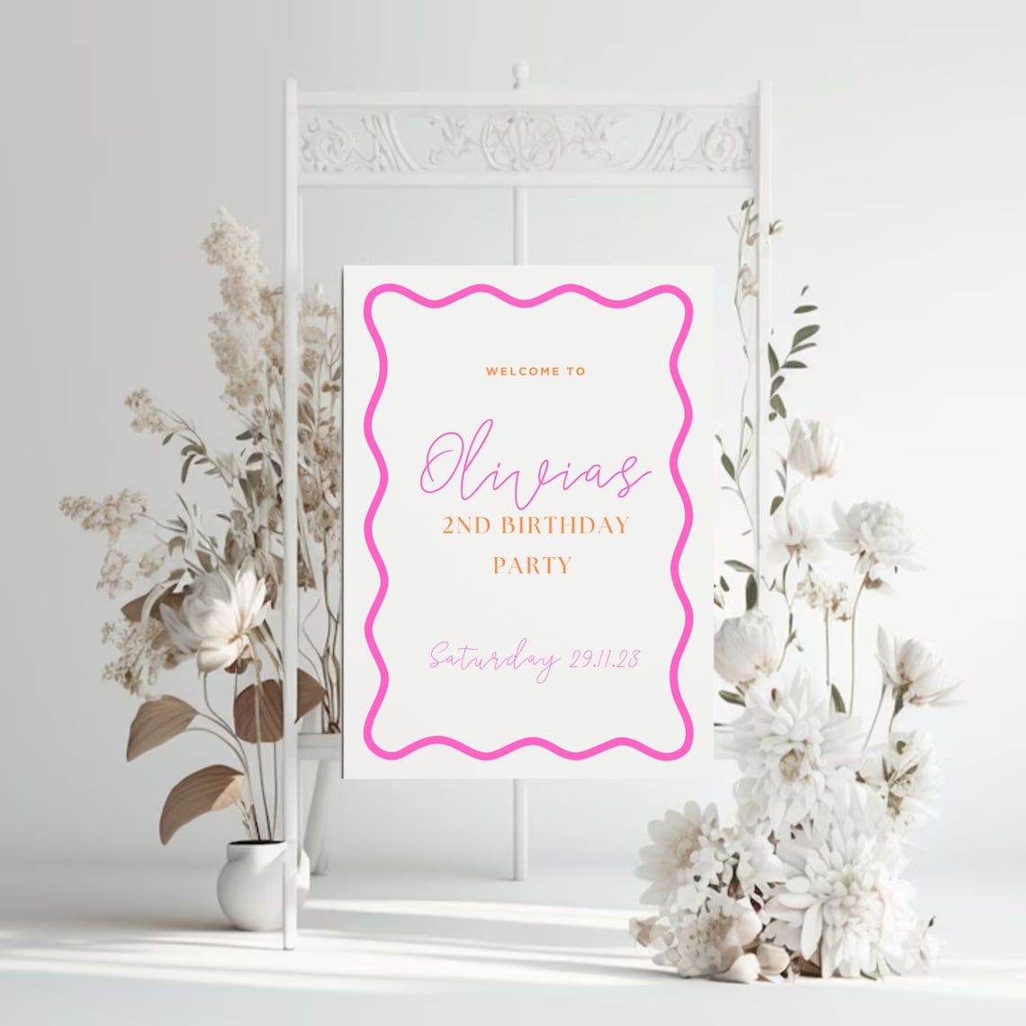 Printable Welcome Sign Template, Wavy Border Welcome Sign, Baby Shower ...