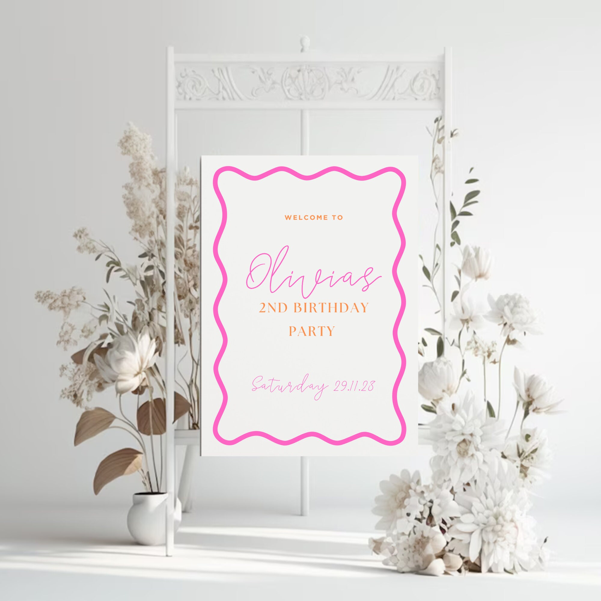 Wavy Border Welcome Sign, Baby Shower Wavy Border, Printable Welcome ...
