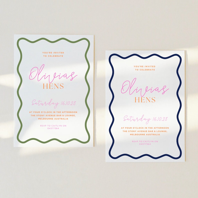 Printable Hens Party Invite | Wavy Border Bachelorette Party Invite ...