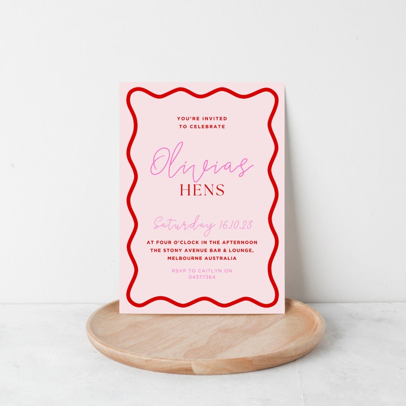Hens Invite Template Wavy Invite Wavy Border Bachelorette - Etsy Australia