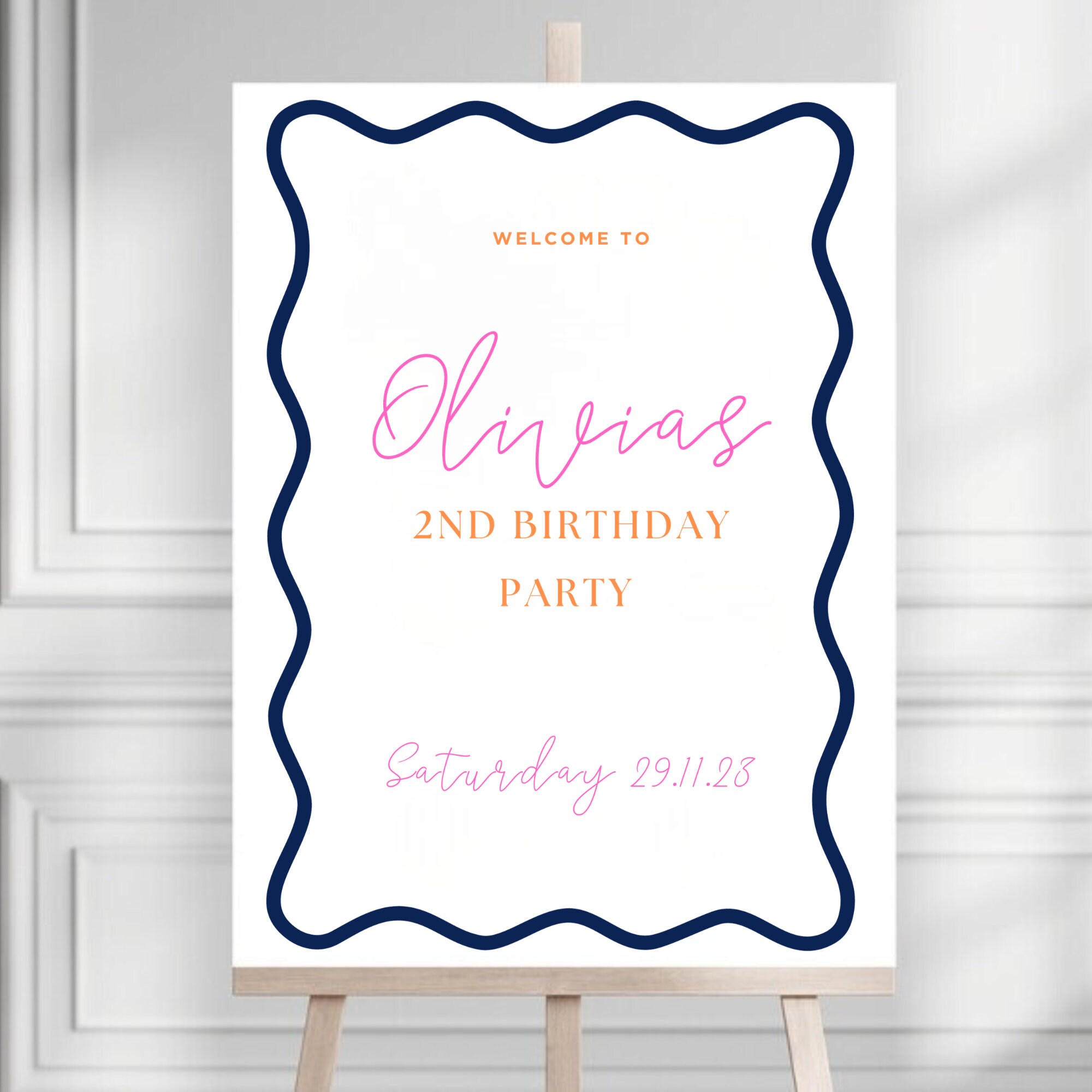 Wavy Border Welcome Sign, Baby Shower Wavy Border, Printable Welcome ...