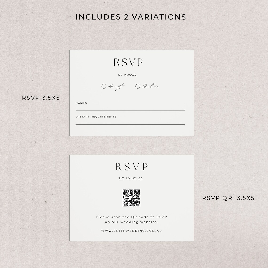 Wedding Rsvp Card Template QR Code Response Card Rsvp - Etsy