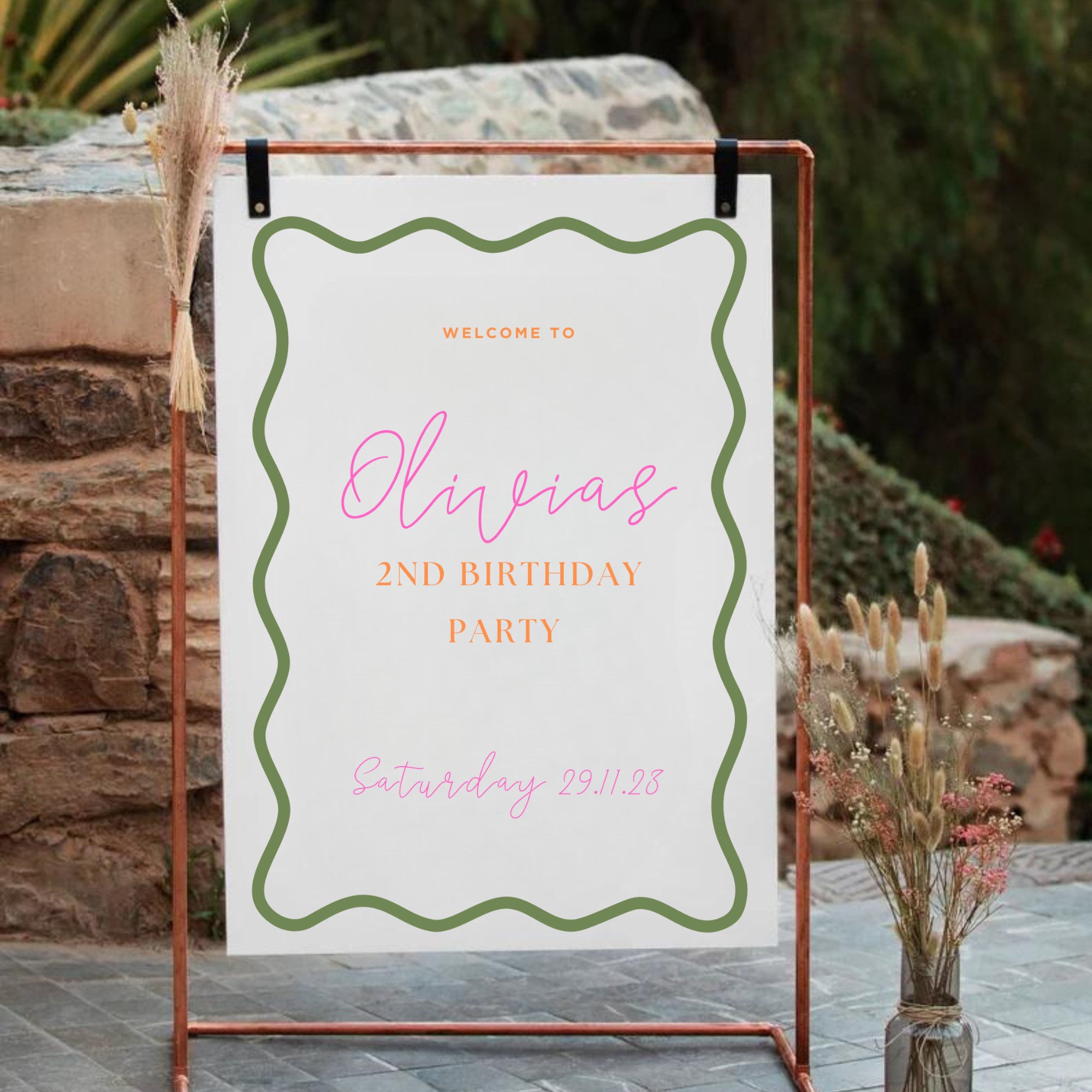 Printable Welcome Sign Template, Wavy Border Welcome Sign, Baby Shower ...