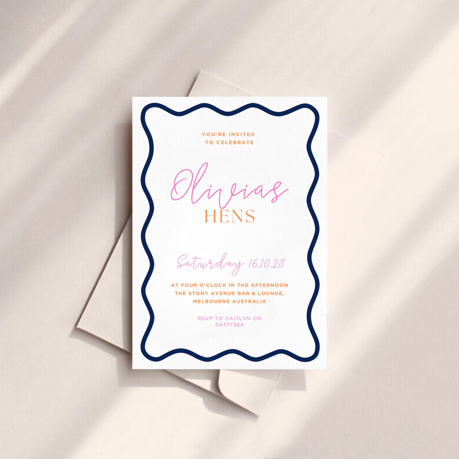 Printable Hens Party Invite | Wavy Border Bachelorette Party Invite ...