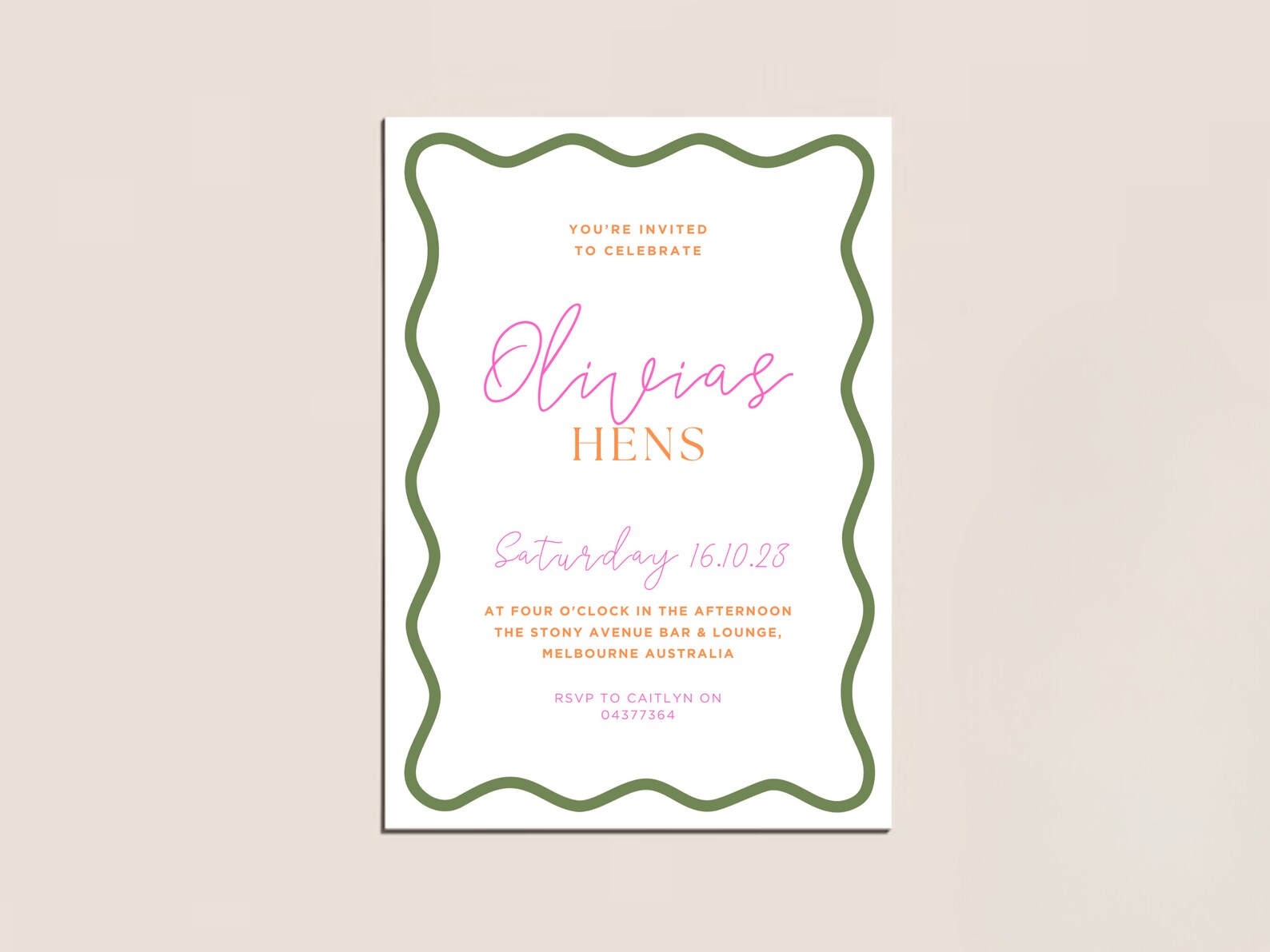 Printable Hens Party Invite | Wavy Border Bachelorette Party Invite ...