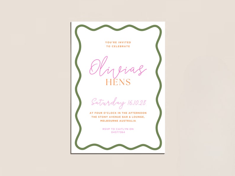 Printable Hens Party Invite | Wavy Border Bachelorette Party Invite ...