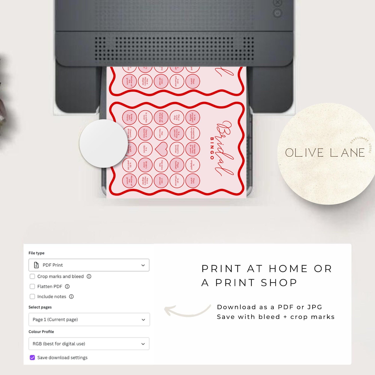 Wavy Border Hens Games | Bachelorette Party Game | Printable Bingo ...