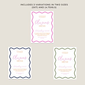 Hens Wavy Border | Hens Invite With Wavy Border | Orange and Pink ...