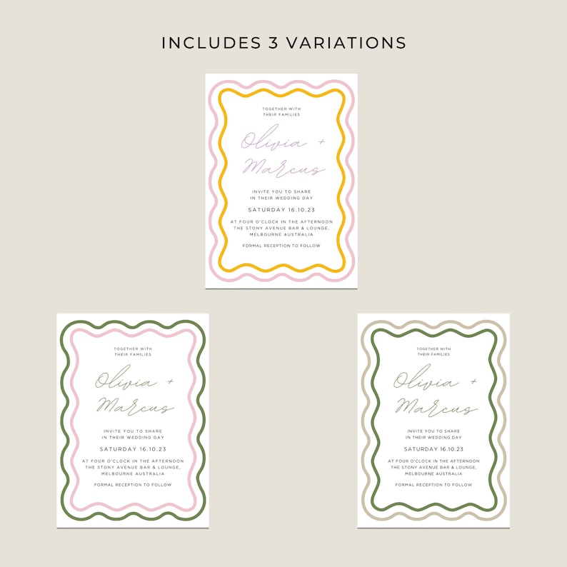 Wavy Border Invites | Squiggle Engagement Invite | Eucalyptus Wedding ...