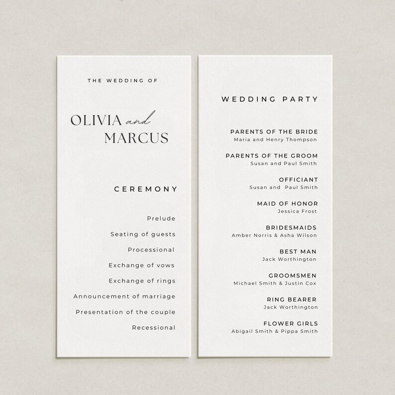 Wedding Program Template | Wedding Program Printable | Printable ...