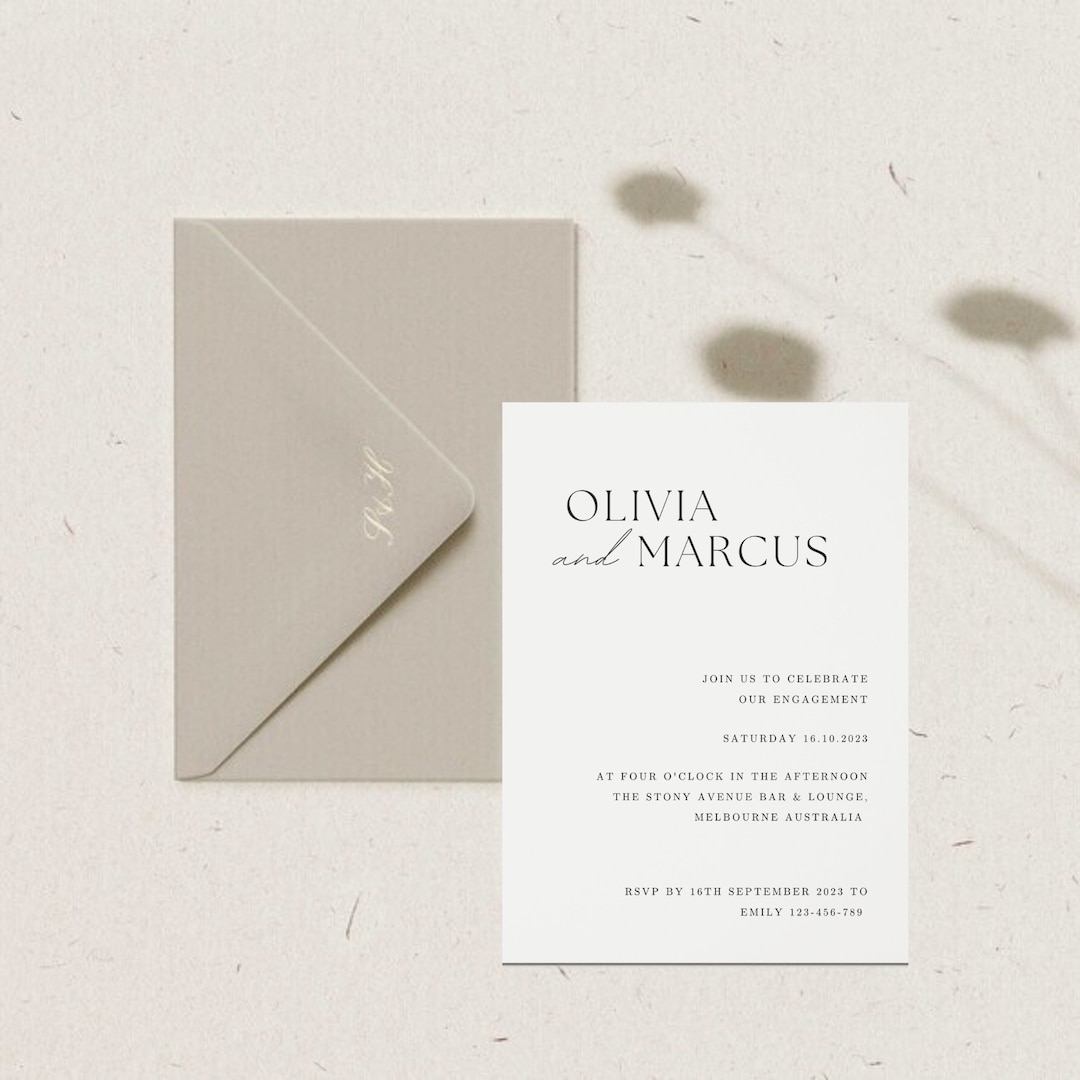 Digital Download Engagement Invite | Minimal Engagement Party Invite ...