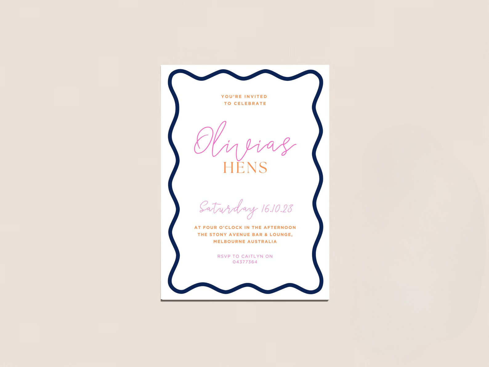 Printable Hens Party Invite | Wavy Border Bachelorette Party Invite ...
